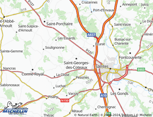 Carte MICHELIN Saint-Georges-des-Coteaux - ViaMichelin