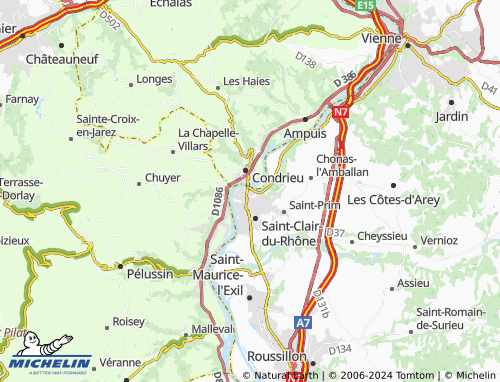 Carte MICHELIN Les Roches-de-Condrieu - ViaMichelin