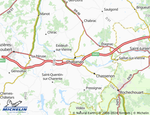 Carte MICHELIN Chabanais - ViaMichelin