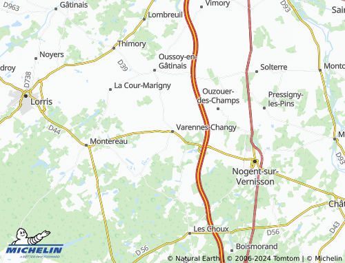 Carte MICHELIN Varennes-Changy - ViaMichelin