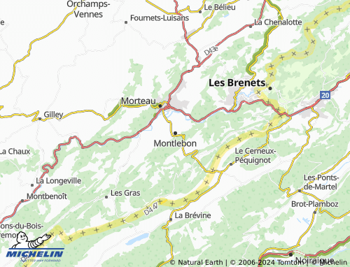 Carte MICHELIN Montlebon - ViaMichelin