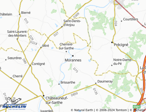 Carte MICHELIN Morannes-sur-Sarthe-Daumeray - ViaMichelin