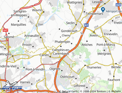 Carte MICHELIN Camphin-en-Carembault - ViaMichelin