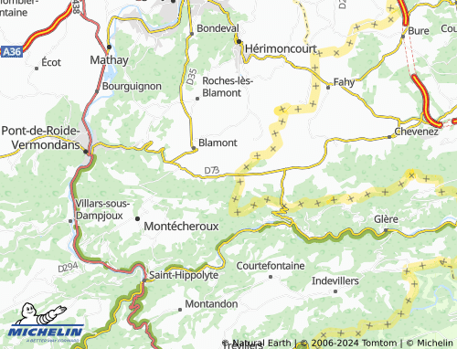 Carte MICHELIN Villars-lès-Blamont - ViaMichelin