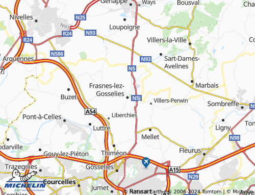 MICHELIN Frasnes-lez-Gosselies map - ViaMichelin