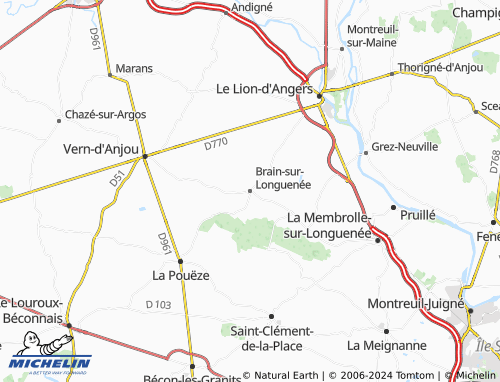 Carte MICHELIN Brain-sur-Longuenée - ViaMichelin