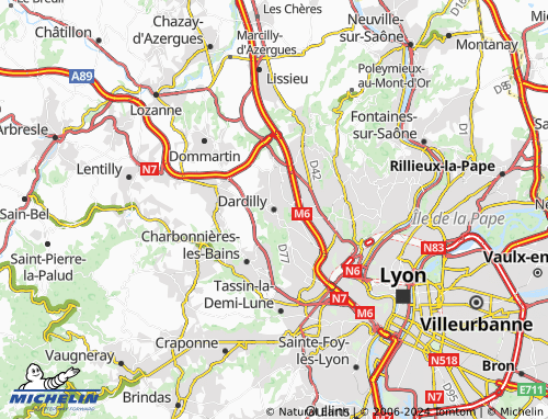 Carte MICHELIN Dardilly - ViaMichelin