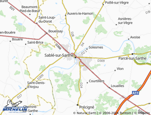Carte MICHELIN Sablé-sur-Sarthe - ViaMichelin