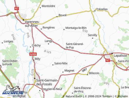 Carte MICHELIN Saint-Gérand-le-Puy - ViaMichelin