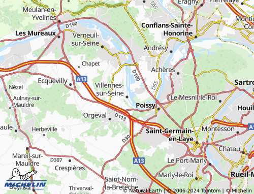 Carte MICHELIN Villennes-sur-Seine - ViaMichelin